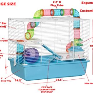 Large Deluxe 3-Tiers Hamster Gerbil Mouse Mice Habitat House Critters Cage with Complete Set of Accessories Expandable and Customizable