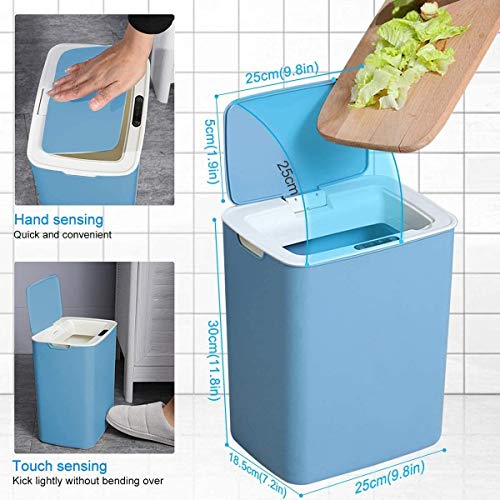 Inductive Trash Can,Touchless Sensor Trash Can 14 Liter/3.7 Gallon Large Capacity Trash Can with Lid, Automatic Sensor Waste Basket for Kitchen Home Office Bedroom