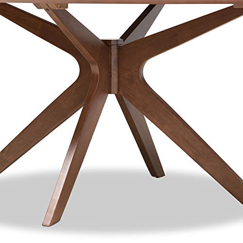 Baxton Studio Monte Mid-Century Modern Walnut Brown Finished Wood 71-Inch Oval Dining Table