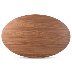 Baxton Studio Monte Mid-Century Modern Walnut Brown Finished Wood 71-Inch Oval Dining Table