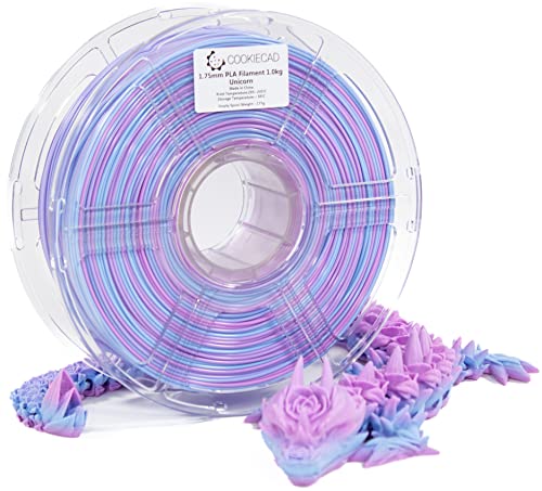 Cookiecad Unicorn, Rainbow PLA Filament, Blue to Purple to Pink Rainbow Transition, PLA 3D Printer Filament 1.75mm 1kg