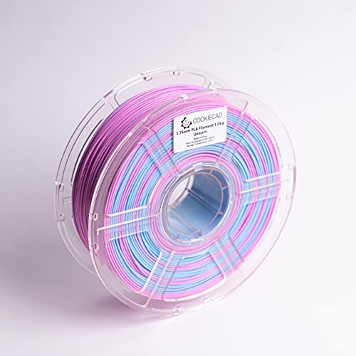 Cookiecad Unicorn, Rainbow PLA Filament, Blue to Purple to Pink Rainbow Transition, PLA 3D Printer Filament 1.75mm 1kg