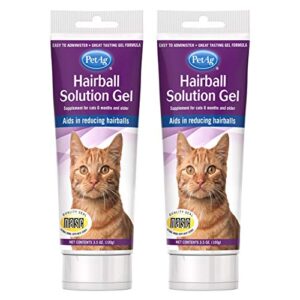 petag hairball solution gel supplement for cats - hairball remedy for cats - 3.5 oz - 2 pack