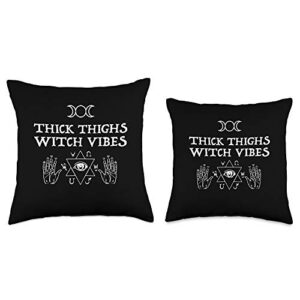 Thick Thighs Witch Vibes Halloween Gift Store Thick Thighs Vibes Funny Witches Halloween Witchy Gift Throw Pillow, 16x16, Multicolor