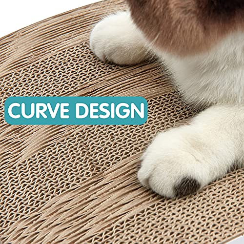 Conlun Cat Scratcher Cat Scratch Pads with Premium Scratch Textures Wave Curved Shape Design No More Torn Cardboard Reversible Anti-Slip Durable Cardboard Cat Scratcher - 2 Pack