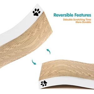 Conlun Cat Scratcher Cat Scratch Pads with Premium Scratch Textures Wave Curved Shape Design No More Torn Cardboard Reversible Anti-Slip Durable Cardboard Cat Scratcher - 2 Pack