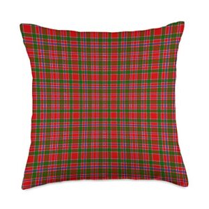 the celtic flame plaid tartans macalister tartan scottish plaid throw pillow, 18x18, multicolor