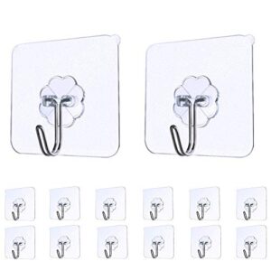 haitsu heavy duty adhesive hooks,20packs kitchen wall hooks,10kg(max),reusable multi-function utility hooks for bathroom and office,kitchen,transparent seamless door hooks,oilproofand rustproof