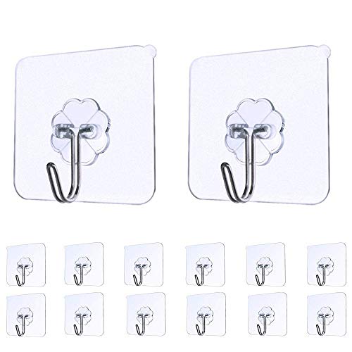 HAITSU Heavy Duty Adhesive Hooks,20packs Kitchen Wall Hooks,10kg(Max),Reusable Multi-Function Utility Hooks for Bathroom and Office,Kitchen,Transparent Seamless Door Hooks,Oilproofand rustproof