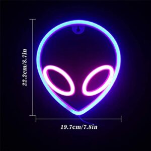 QiaoFei Alien Neon Light LED Neon Signs for Kids Room Bedroom Hotel Shop Restaurant Game Office Wall Art Decoration Sign Birthday (Blue-Pink)