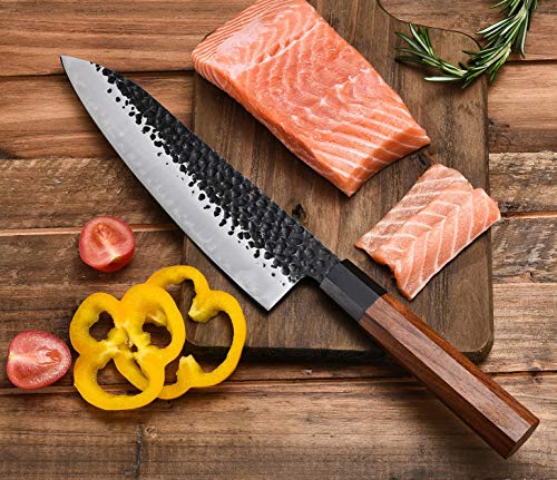 YAIBA 8 Inch Chef Knife Professional Japanese Chef Knife 3 layers 9CR18MOV Clad Steel Japanese Kitchen Knives Gyuto Knife Sushi Knife for Kitchen