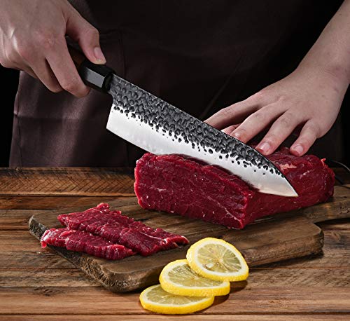 YAIBA 8 Inch Chef Knife Professional Japanese Chef Knife 3 layers 9CR18MOV Clad Steel Japanese Kitchen Knives Gyuto Knife Sushi Knife for Kitchen