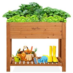 raised garden bed wood planter box outdoor wooden elevated planters raised beds with legs for vegetable flower herb, 39.37"x15.75"x33"h, standing gardening box with liner for backyard, patio, deck