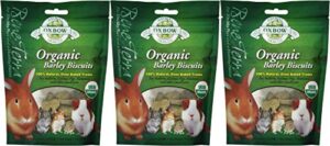 oxbow 3 pack of bene terra usda organic barley biscuits natural baked small pet treats, 2.65 ounces each