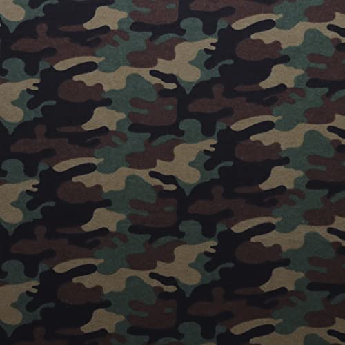 Mook Fabrics Flannel PRT Camo, Army, 15 Yard Bolt