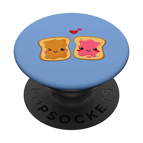 Blue Kawaii Peanut Butter Jelly PB J Valentine Day Gift Idea PopSockets PopGrip: Swappable Grip for Phones & Tablets