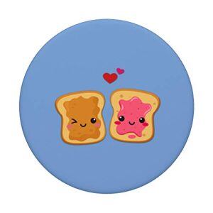 Blue Kawaii Peanut Butter Jelly PB J Valentine Day Gift Idea PopSockets PopGrip: Swappable Grip for Phones & Tablets