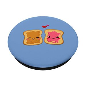 Blue Kawaii Peanut Butter Jelly PB J Valentine Day Gift Idea PopSockets PopGrip: Swappable Grip for Phones & Tablets