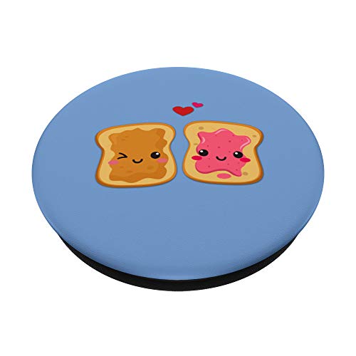 Blue Kawaii Peanut Butter Jelly PB J Valentine Day Gift Idea PopSockets PopGrip: Swappable Grip for Phones & Tablets