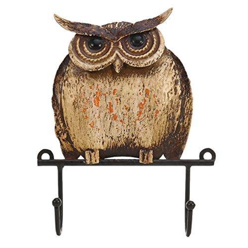 DOITOOL Rustic Decorative Owl Wall Hooks Cast Iron Owl Key Holder Wall Mounted Owl Hangers for Keys Coats Towels Bags in Kitchen Living Room Farmhouse DÃcor