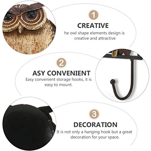 DOITOOL Rustic Decorative Owl Wall Hooks Cast Iron Owl Key Holder Wall Mounted Owl Hangers for Keys Coats Towels Bags in Kitchen Living Room Farmhouse DÃcor