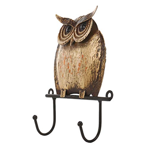 DOITOOL Rustic Decorative Owl Wall Hooks Cast Iron Owl Key Holder Wall Mounted Owl Hangers for Keys Coats Towels Bags in Kitchen Living Room Farmhouse DÃcor