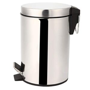 fdit 3l rectangular slim profile steel step pedal trash stainless can wastebasket rubbish garbage dustbin for home bathroom powder room, bedroom, kitchen, craft room, office - removable liner bucket