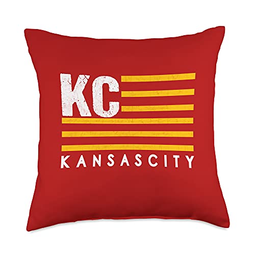 Kansas City Fanatics Red & Yellow Kansas City USA Red American Flag Kc Throw Pillow, 18x18, Multicolor