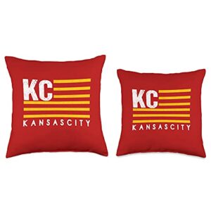 Kansas City Fanatics Red & Yellow Kansas City USA Red American Flag Kc Throw Pillow, 18x18, Multicolor