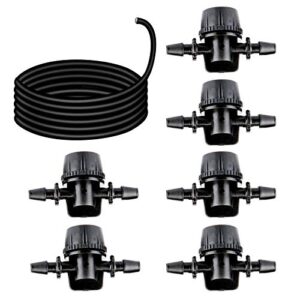 6 units adjustable aquarium micro valve air control barb hose connector and 118 inch black aquarium soft silicone airline tubing hose