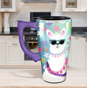 spoontiques llama ceramic travel mug