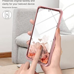 SURITCH Phone Case for Samsung Galaxy S21 Ultra 6.8 inches Slim Fit, Front Cover with Built-in Screen Protector Smooth Back Cover Full Body Protection Shockproof Bumper, Rose Marble