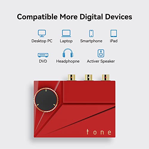 USB DAC Amp,Khadas Tone 2 Pro | Desktop Digital Analog Converter -Headphone Amplifier with USB-C/USB-C(I2S) Inputs/Outputs: 3.5mm Unbalanced / 4.4mm Balanced/RCA - MQA DECODER (Red)