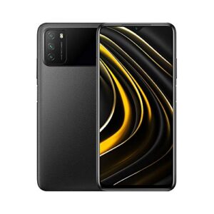 xiaomi poco m3 smartphone, 4 gb + 64 gb, 6.53 "fhd + ampio 1080p fhd + display 49 mp, tripla fotocamera, 6000 mah batteria, doppi altoparlanti, jack per cuffie da 3.5 mm, nero (power black)