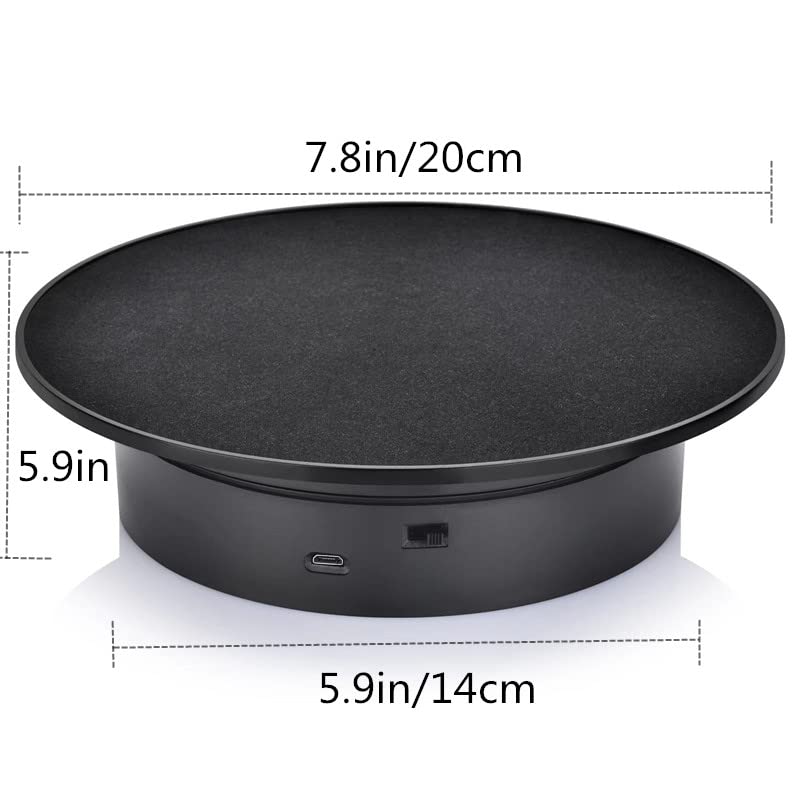 Motorized Rotating Display Stand Automatic Revolving Platform ideal for 360 Degree Images, Product Display, Cake Display Photography Turntable for Product (Black)