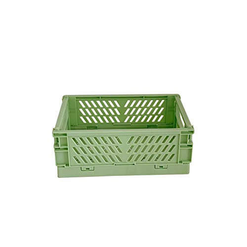 Mini Collapsible Storage Crates/Stackable Storage Container Basket, Folding Plastic Storage Box Foldable Plastic Storage Case Desktop Carrying Basket 4#Mini Pink