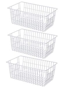 sanno large freezer baskets metal storage organizer bin basket wire storage basket for kitchen pantry bathroom set of 3 large metal farmhouse food fruit produce organizer bins