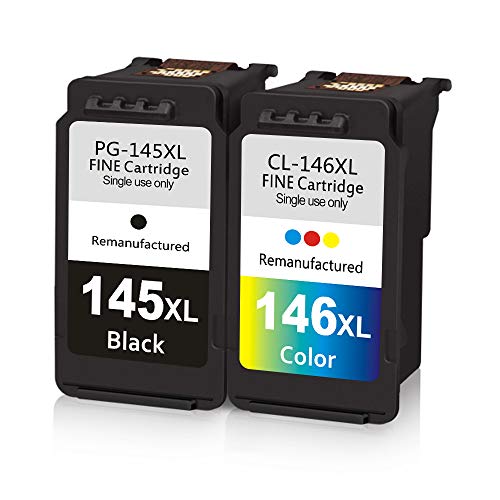 Replacement PG-145XL Black CL-146XL Color Ink Cartridge PG 145XL CL 146XL Remanufactured Ink Cartridges for Canon Pixma iP2810 MG2410 MG2910 MG3010 Printers