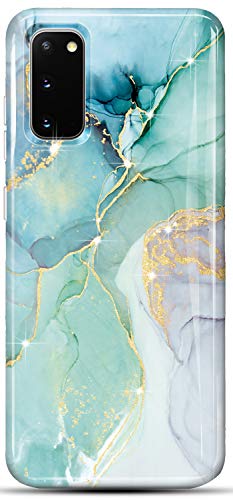 luolnh Galaxy S20 FE Case,Samsung Galaxy S20 FE Marble Case,Brilliant Cute Design Shockproof Flexible Soft Silicone Rubber TPU Bumper Cover Skin Phone Case for Samsung S20 FE -Abstract Mint