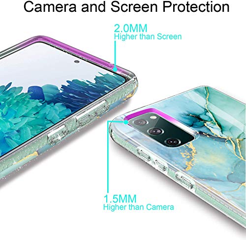 luolnh Galaxy S20 FE Case,Samsung Galaxy S20 FE Marble Case,Brilliant Cute Design Shockproof Flexible Soft Silicone Rubber TPU Bumper Cover Skin Phone Case for Samsung S20 FE -Abstract Mint