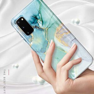 luolnh Galaxy S20 FE Case,Samsung Galaxy S20 FE Marble Case,Brilliant Cute Design Shockproof Flexible Soft Silicone Rubber TPU Bumper Cover Skin Phone Case for Samsung S20 FE -Abstract Mint