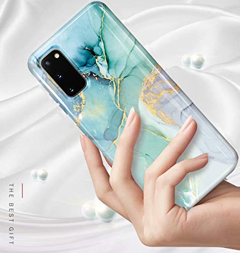 luolnh Galaxy S20 FE Case,Samsung Galaxy S20 FE Marble Case,Brilliant Cute Design Shockproof Flexible Soft Silicone Rubber TPU Bumper Cover Skin Phone Case for Samsung S20 FE -Abstract Mint