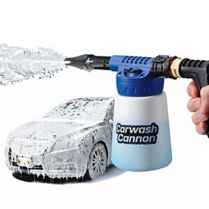 ontel carwash cannon foam blaster nozzle gun for car, truck, boat & more - 5 spray settings, just spray & rinse, no residue or film (packaging may vary)