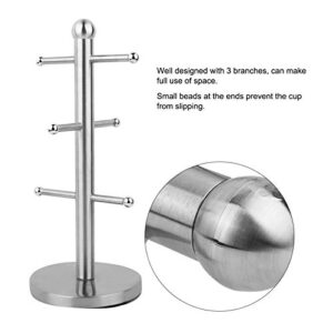 Coffee Mug Holder Stand for Counter, Stainless Steel Mug Tree Cup Holder Mug Rack Coffee Cup Tree for 6 Cups Glasses Mugs