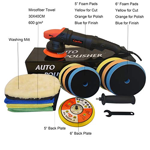 Canfix Dual Action Orbital Car Polisher with 5" and 6" Pads