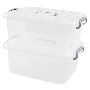 hommp 8 l clear plastic storage box, plastic latching box with lid, 2-pack