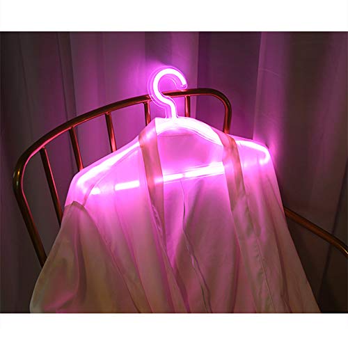 LED Cloth Hanger Neon Light Sign Wedding Dress Bedroom Romantic Decoration (Pink)