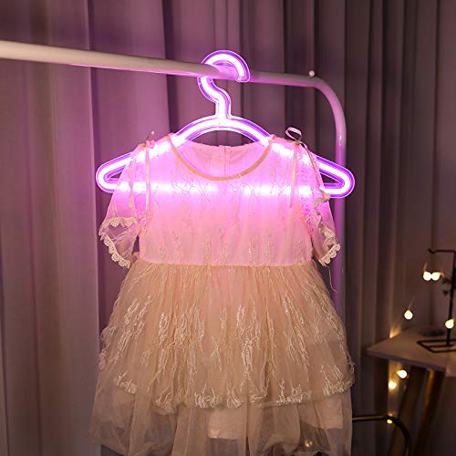 LED Cloth Hanger Neon Light Sign Wedding Dress Bedroom Romantic Decoration (Pink)