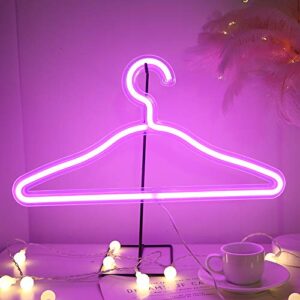 LED Cloth Hanger Neon Light Sign Wedding Dress Bedroom Romantic Decoration (Pink)