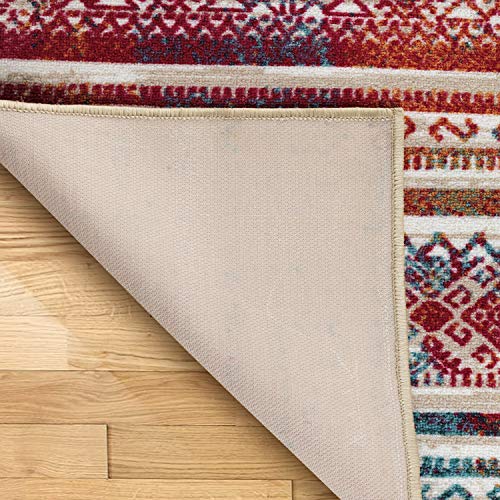 Antep Rugs Alfombras Non-Skid (Non-Slip) 6x9 Rubber Backing Moroccan Geometric Low Profile Pile Indoor Area Rugs (Multi, 6'7" x 9')